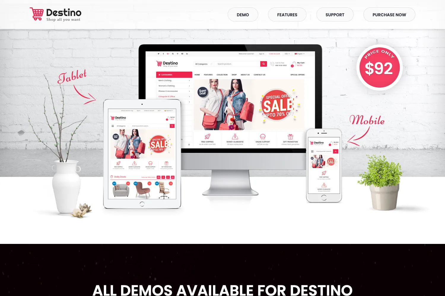 Destino - Premium Responsive Magento Theme with Mobile-Specific Layouts